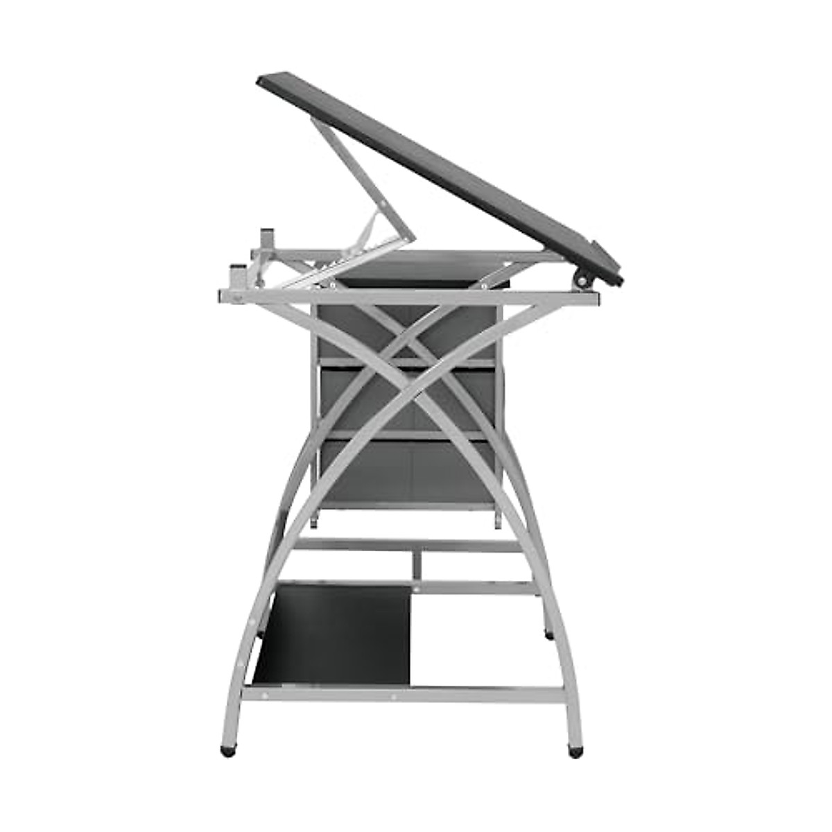 SD STUDIO DESIGNS 2 Piece Comet Craft Table | Angle Adjustable Top and Stool | Silver/Black