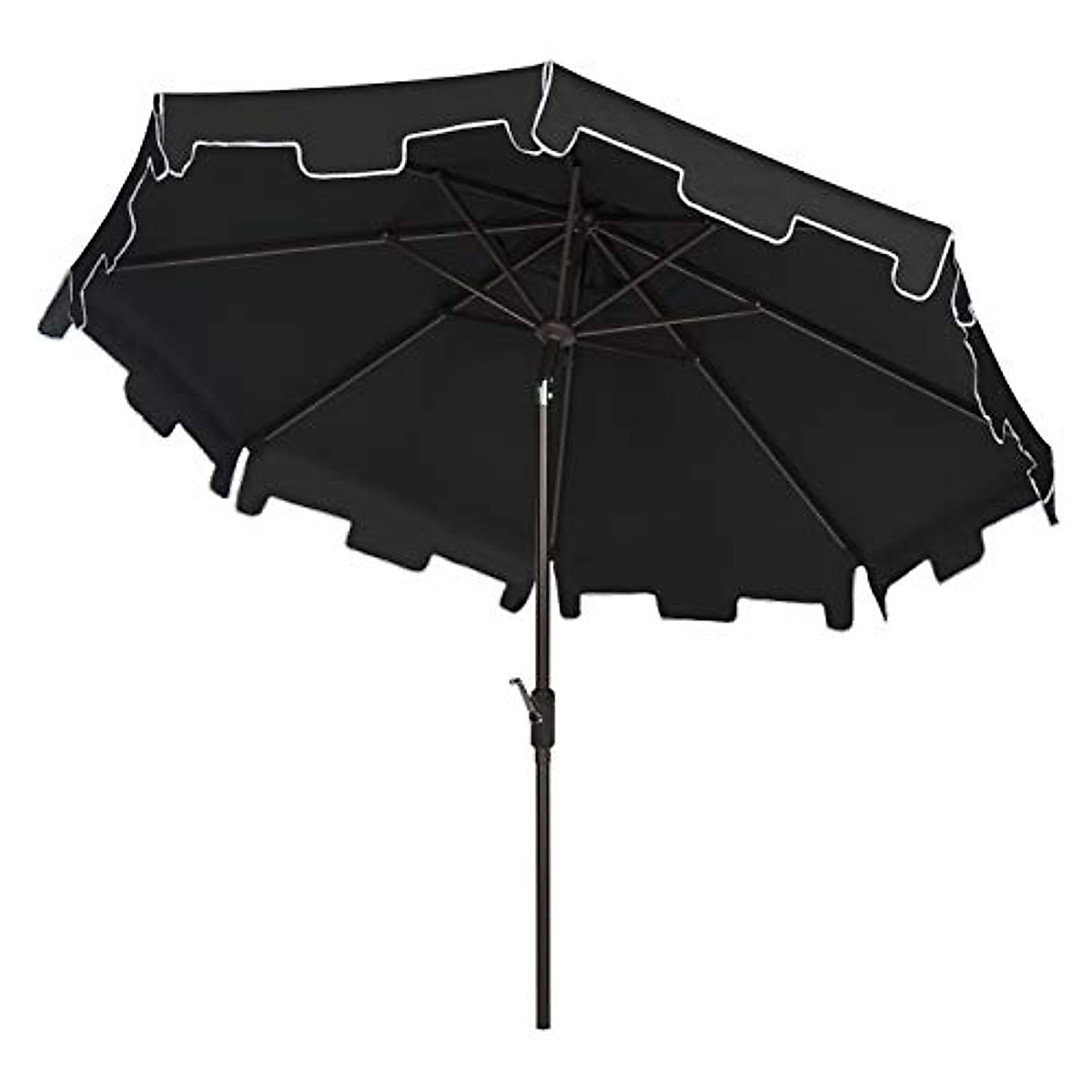 Safavieh Outdoor Collection Zimmerman Crank Market Black and White 9-inch Umbrella
