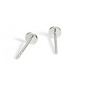 Carleen 14K Solid White Gold Earrings Dainty 4mm Tiny Statement Dot Solitaire Round Earrings Delicate Fine Jewelry Stud Earrings for Women