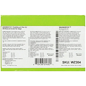 Whimzees 30-Count Box of Toothbrush Stars Dental Treats for Pets, Large
