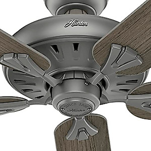 Hunter Fan Company, 51119, 60 inch Royal Oak Matte Silver Ceiling Fan and Handheld Remote