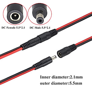 HCFeng 14AWG DC 5521Male/Female Power Plug to an-der-Son Cable 45A Solar Connector to DC5.5X2.1MM Cable Compatible with an-der-Son Port for Generator Battery and Foldable Solar Panel[60CM/2Ft]