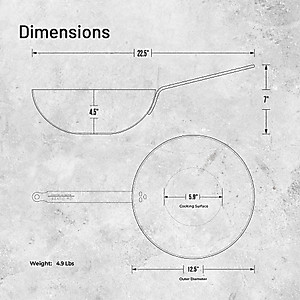 De Buyer - Blue Carbon Steel Wok Pan 2mm Thick - ACCESS - 12.5” Diameter, 9” Cooking Surface - Oven Safe - Naturally Nonstick - Made in France