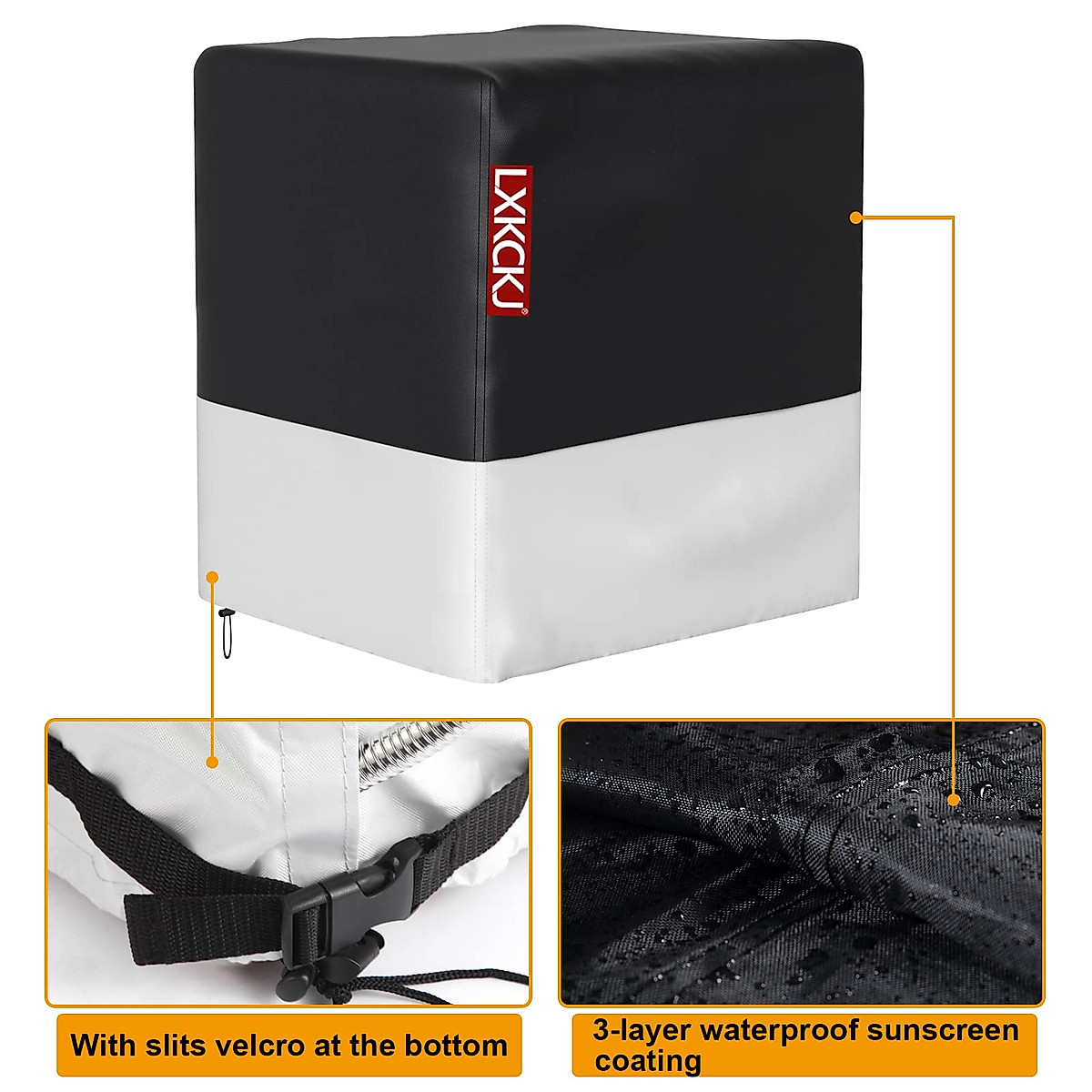 LXKCKJ Air Conditioner Cover for Outside Units - 420D Waterproof Air Conditioner Protection Covers for Window Unit - Winter AC Covers Fits AC Condensing HVAC Unit (Black & Silver 32''LX32''WX36''H)