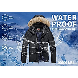 WULFUL Men's Waterproof Ski Jacket Warm Winter Snow Coat Mountain Windbreaker Hooded Raincoat