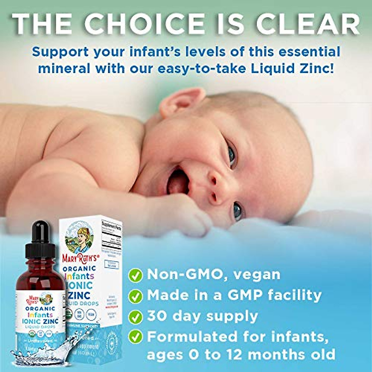 USDA Organic Vitamin D3 & Liquid Ionic Zinc for Infants & Toddlers Bundle by MaryRuth's | Immune Support | Vitamin D3 Supplement | Vegan | Gluten Free | Non-GMO
