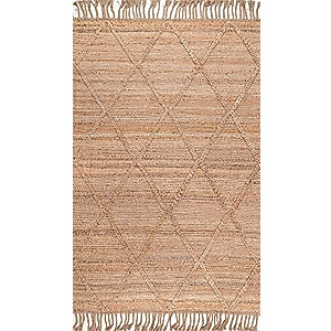 nuLOOM Arienne Braided Tassel Jute Area Rug, 5' x 8', Natural