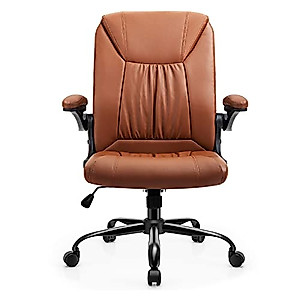 JFGJL Brown Executive Office Chairs PU Leather Computer Desk Chair Extra