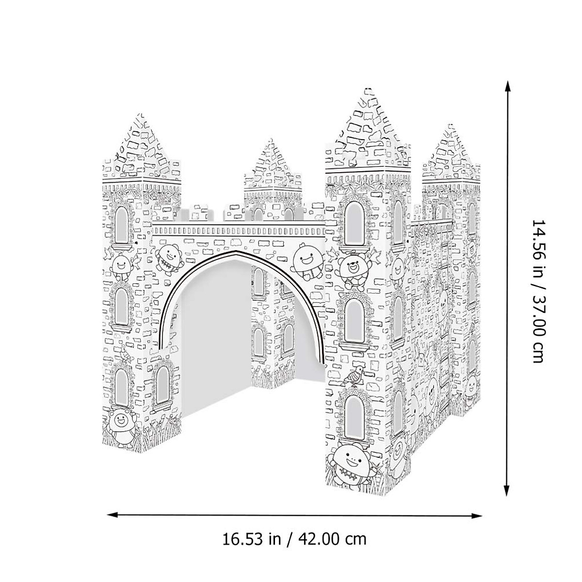 1 Set Colorizing 3D Castle Paper Fairy Tale Castle Paintable Cardboard Castle Kids Art Craft Supplies for Indoor Outdoor Fun