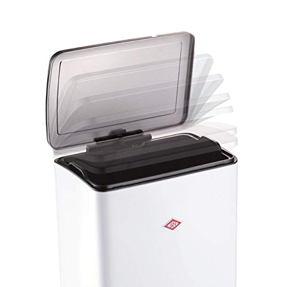 WESCO 381411-02 Pedal Trash Can, Red, Size: 13.6 x 15.9 x 25.6 inches (34.5 x 40.5 x 65 cm), Kitchen Pedal Bin, Double