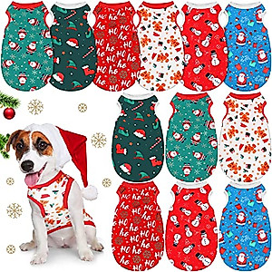 12 Pieces Christmas Dog Shirt Bulk Dog Christmas Outfit Christmas Dog Clothes Puppy Christmas Shirt for Small Dogs Christmas Home and Party Dog Supplies
