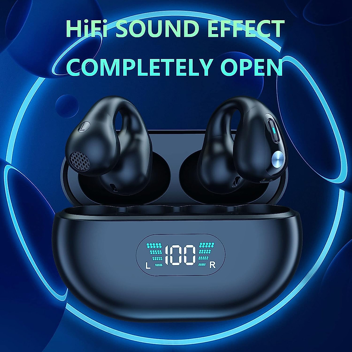 Hulaed Wireless Earbuds Mini Bone Conduction Headphones Waterproof Bluetooth Open Ear Earbuds Cycling Noise Canceling Sports Bluetooth 5.3 Ear Clip Earphones