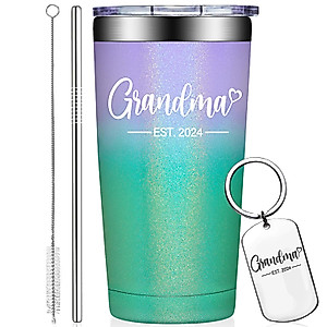 Grifarny New Grandma Gifts - Grandma Est. 2024 Tumbler Cup - First Time Grandma Gifts - 1st Mothers Day Gift for New Grandma, New Grandmother, Grandma to be, Promoted to Grandma