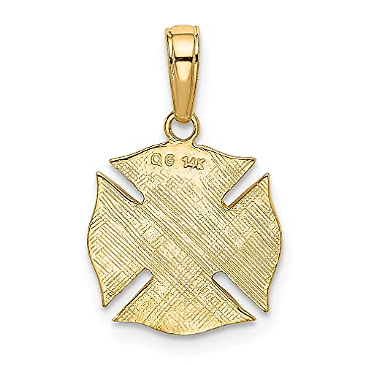 IceCarats 14K Yellow Gold Fire Department FD Fireman Necklace Firefighter Pendant Rescue Charm 20mm x 13mm Only