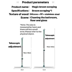 Silicone Floor Scraper,Retractable Silicone Floor Scraper Bathroom Wiper,Magic Silicone Broom,Floor Squeegee Broom Scrubber With Long Handle, For Concrete Floor Pet Hair Removal(1*Green,20.47in(52cm))