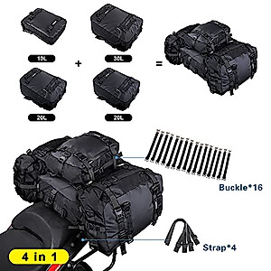 Rhinowalk Motorcycle Tail Bag 30L Waterproof Motor Pannier Bag Motor Travel Luggage Motorbike Rear Rack Trunk Storage Bag Professional Motorcycle Accessories-Black