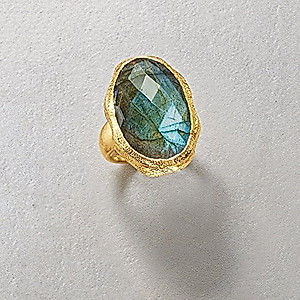 Ross-Simons Oval Labradorite Textured and Polished Ring in 18kt Gold Over Sterling. Size 8