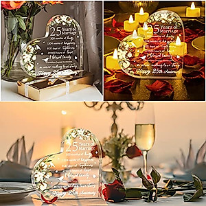 Wedding Gift for Her Years of Marriage Gift for Women Acrylic Heart Marriage Keepsake for Wife Husband Girlfriend Boyfriend (25th Style)