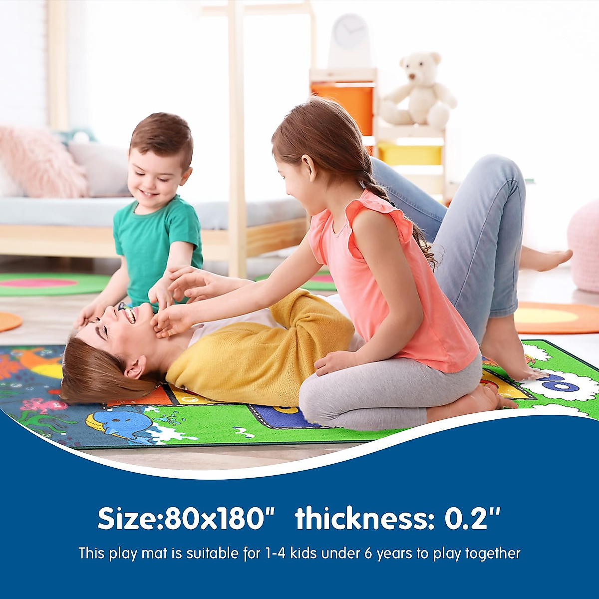 Booooom Jackson Hopscotch Kid Rug 31''x70'' Kids 、Preschool Rugs for3, 4, 5, 6, and 7 Year Olds,Kids Rugs for Classrroom and Bedroom