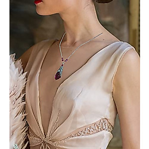 HisJewelsCreations Baroque Crystal Filigree Pendant Necklace (Berry Tone)