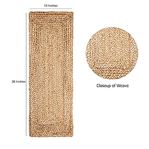 COTTON CRAFT Jute Braided Table Runner - Rustic Farmhouse Table Runner - Jute Kitchen Table Runner - Harvest Fall Thanksgiving Holiday Christmas Party Dining Tabletop Runner - 13x36 inches - Natural