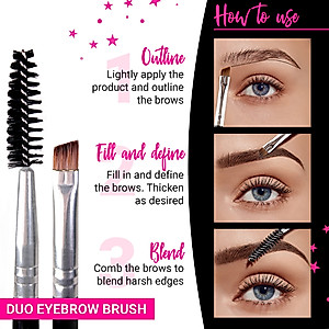 Eyebrow Brush Duo by Keshima - Premium Quality Angled Eye Brow Brush and Eyebrow Spoolie