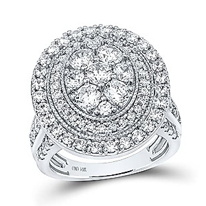 14kt White Gold Round Diamond Cluster Bridal Wedding Engagement Ring 3 Cttw