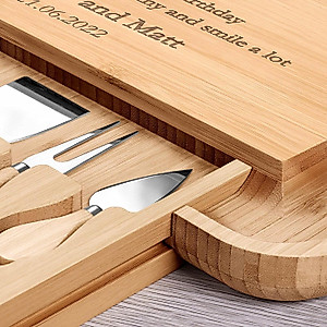 Maverton Engraved Cheese Board for Women - Personalized Wooden Tray with Storage - Cooking Item for Ladies - for Food Connoisseur - for Birthday - Charcuterie Board for her - Cook