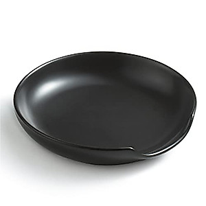 Spoon Rest for Stove Top Large Spoon Holder for Kitchen Counter, 5 Inch Ceramic Spoon Rest for Kitchen Counter, Cooking Spoon Rest Kitchen Spatula Holder for Tongs, Ladles, Set of 1, Matte Black