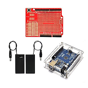 Gikfun Prototype Shield DIY Kit, Uno R3 Case,9v Battery Holder Compatible with Arduino UNO R3