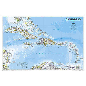 National Geographic Caribbean Wall Map - Classic (Poster Size: 36 x 24 in) (National Geographic Reference Map)
