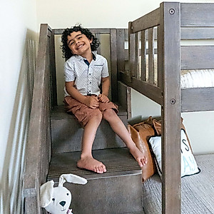 Max & Lily Low Bunk with Stairs and Two Guard Rails, Clay