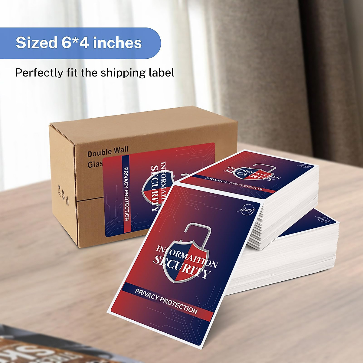 Miseyo Wide Identity Theft Protection Roller Stamp Set - White(3 Refill Ink Included) with Privacy Protection Sticker for Postage Shipping Label 20 Pcs