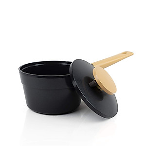 LOCK & LOCK Minimal Black Aluminum Cookware Sauce Pan, 3 Quart