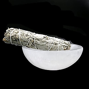 Selenite Crystal Bowls for Smudging, Healing, Recharging Crystals | Pure Selenite Smudge Bowl & Crystal Charging Station Ethically Sourced in Morocco (6 Inch (Pack of 1))