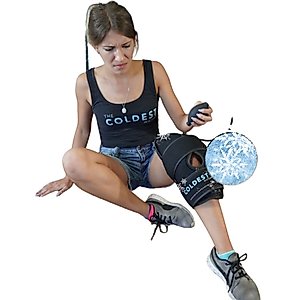 The Coldest Knee Ice Pack with Air Compression - Reusable Ice Packs Wrap for Targeted Cold Therapy - Knee Compression Sleeve for Knee Pain, Injury Recovery, Sprains, Swelling, & More