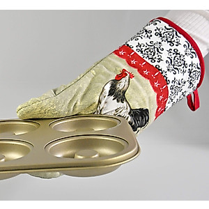 Home-X Rooster 100% Cotton Oven Mitt for Cooking and Serving, Professional Heat Resistant Microwave Oven Soft Inner Lining Baking Kitchen Cooking Mittens BBQ Grilling