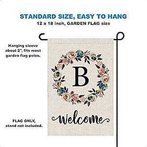 PARTY BUZZ Monogram B Garden Flag, Small Mini Initial Letter Outside Outdoor Burlap Yard Flag (12x18, Double Sided)