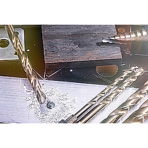 NordWolf 5-Piece M35 Cobalt Drill Bit Set for Stainless Steel, Hard Metals & Cast Iron, Jobber Length with 1/4" Hex Shank, SAE Sizes 3/16"-1/4"-5/16"-3/8"-1/2"