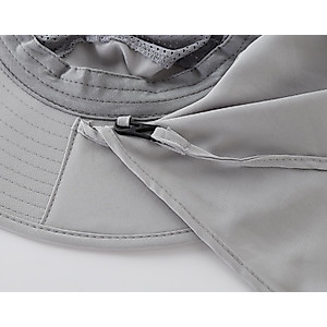 Home Prefer Sun Hats for Men Women Fishing Hat UPF 50+ Wide Brim Bucket Hat UV Protection Hat with Neck Flap Garden Beach (US, Alpha, One Size, Light Grey)