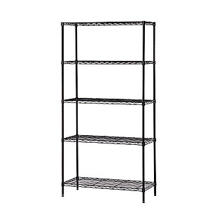 Home Storage Space HSS 5 Tier Wire Shelving Rack, Black, 16" Dx36 Wx72 H