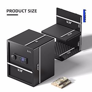 XDeer CS42 Biometric Gun Safe Lock Box - (1.69 Cubic Feet) Quick-Access Security Safe with Fingerprint Scanner, Gun Rack, and Steel Construction for Home, Office