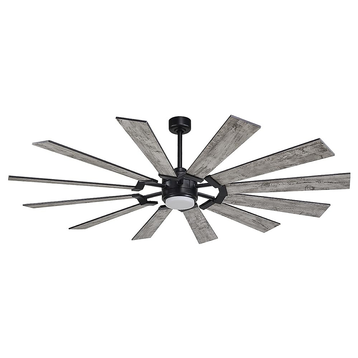 72 Inch 12 Blades Indoor Ceiling Fan with Light and Remote, Reversible DC Silent Motor, 110V ETL Listed for Living Room, Dining Room, Bedroom, Basement, Kitchen, Black