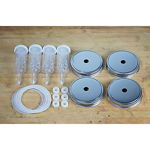 Jillmo Stainless Steel Fermentation Lids with Glass Weights for Wide Mouth Mason Jars (Jars Not Included)
