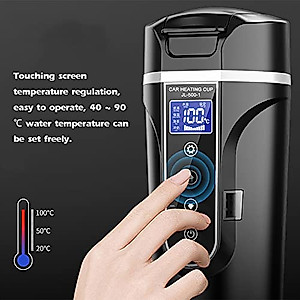 XIXIAN Vehicle Heated Water Cup,Vehicle Heated Water Cup Electric Kettle Heat Preservation 12.0V Car 24V Truck Household Vehicle Water Heaters Small Electrical Appliances LCD Display Kettle