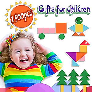 Gushu 1500Pcs Foam Stickers Foam Shapes Stickers for Kids Self Adhesive DIY Craft Supplies Mini Assorted Geometric Shape Preschool Stickers with Self-Adhesive Wiggle Googly Eyes
