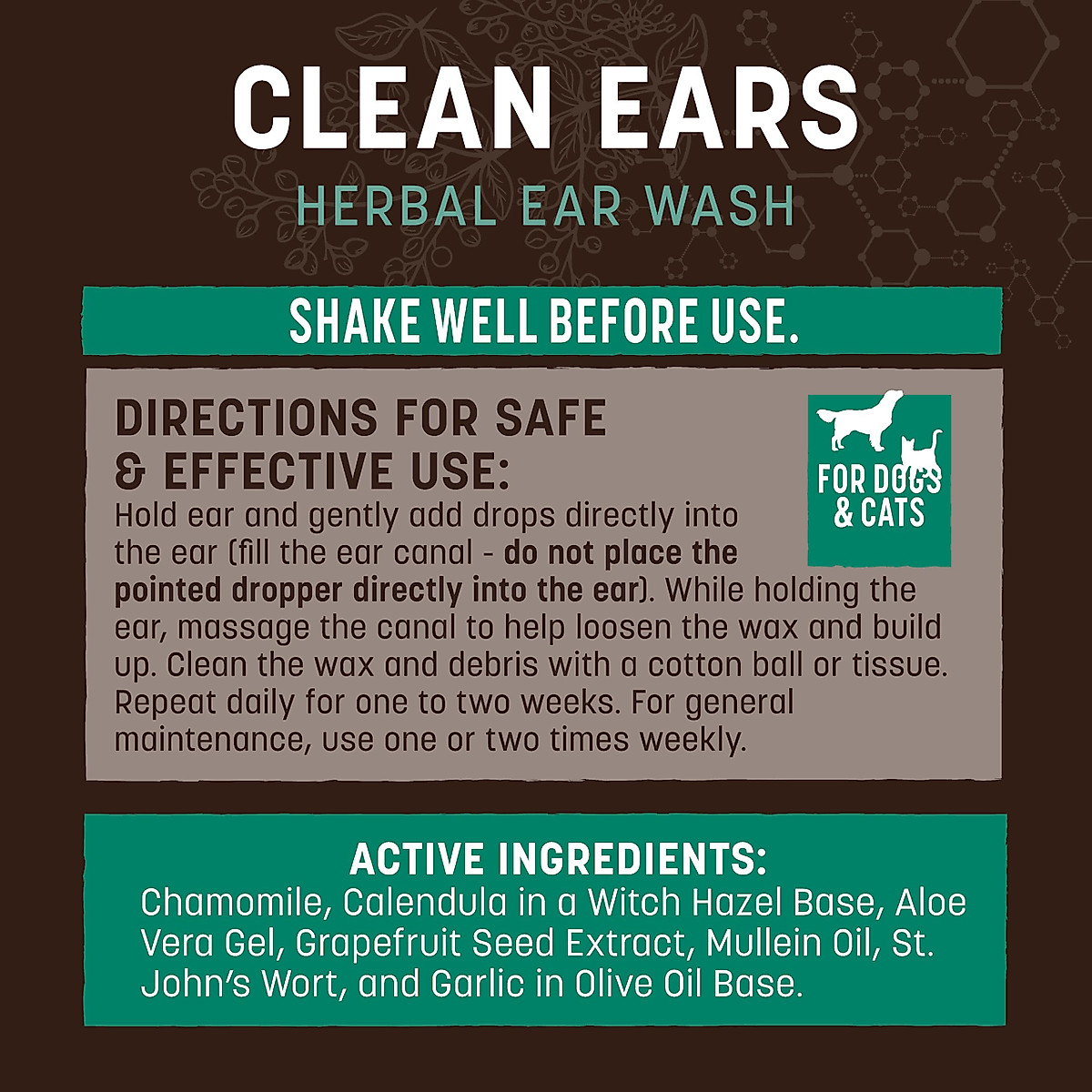 Earth Animal Herbal Remedies | Clean Ears Ear Wash | 4 fl oz