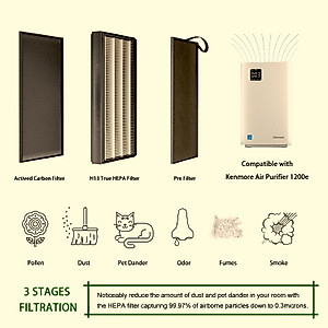 KF250 Filter Replacement,Compatible with Kenmore KF250 1200e Series Air Purifier PM2010, 3-IN-1 H13 True HEPA Replacement Filter,Part No. KF250,2-Pack
