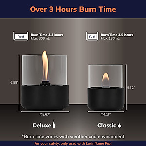 LOVINFLAME Passion Glass Candle Portable Tabletop Fire Pit Gift Patio Warmer Fireplace Indoor Home Décor Smokeless, ONLY Used with Lovinflame Ethanol-Free Fuel (Classic)