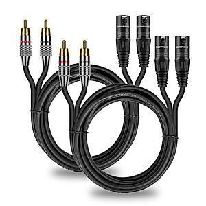 DREMAKE 4N OFC RCA to XLR Cable Wire, 3 Foot Dual XLR Male to Dual RCA Male Cable, 2 XLR Male to 2 RCA Male HiFi Audio Connection Cable for Amplifier Mixer Microphone Patch Cord - 2 Pack